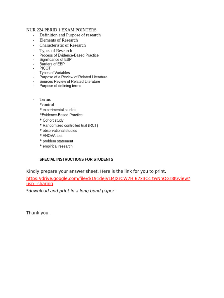 Nur 224 Period 1 Exam Pointers | PDF