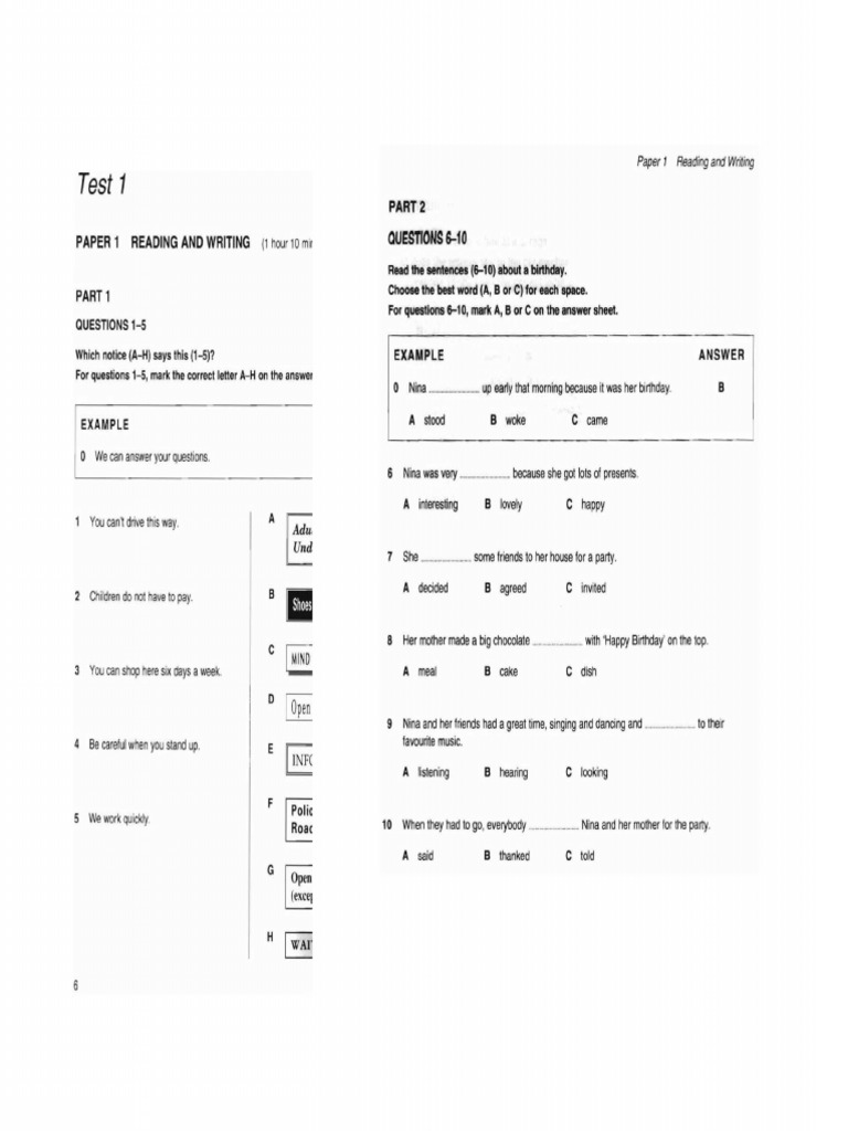 Grade 6, Test 1 | PDF