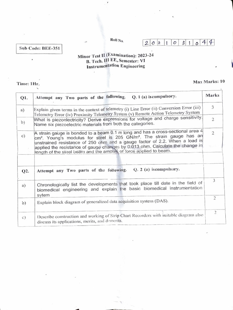 Minor 2 Instrumentation Engg. | PDF