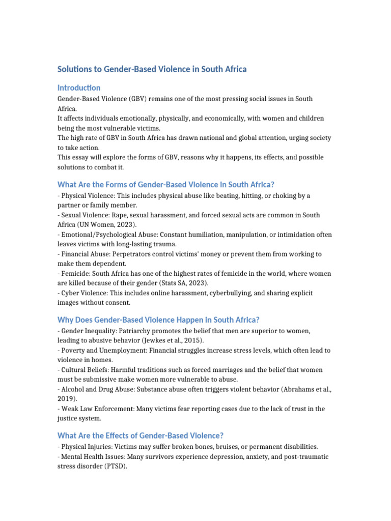 GBV Solutions in South Africa | PDF | Domestic Violence | Violence