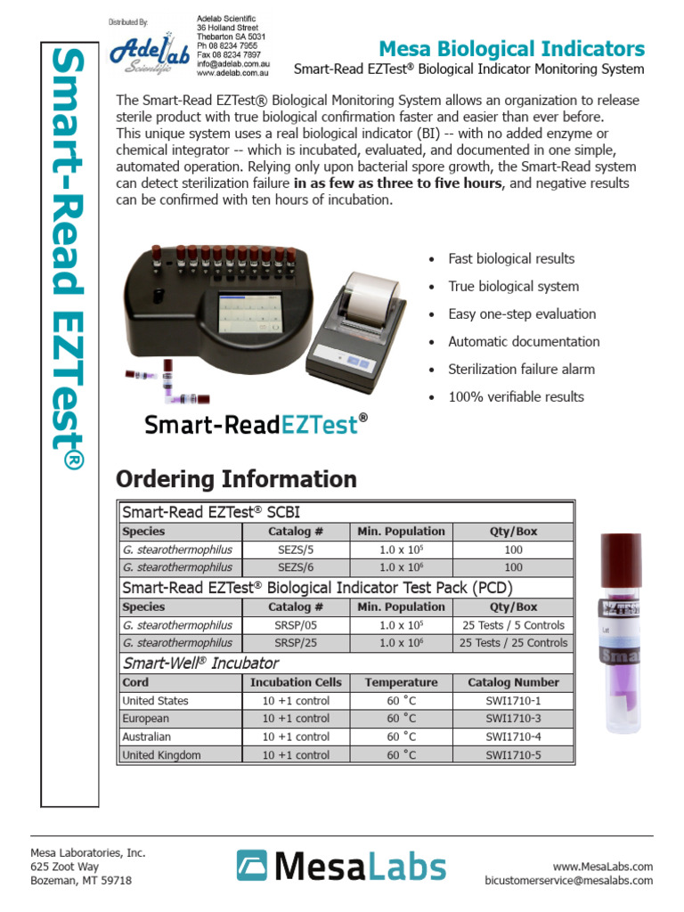 Smart-Read EZTest® Biological Indicator | PDF | Biology
