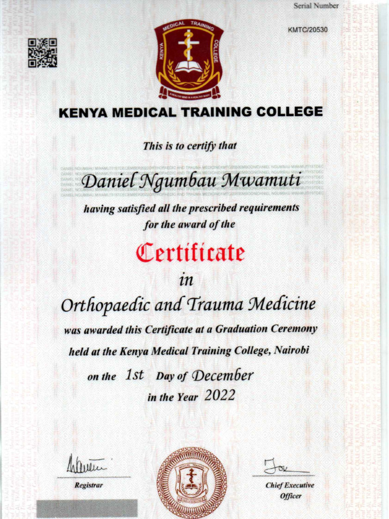 KMTC Certificate | PDF