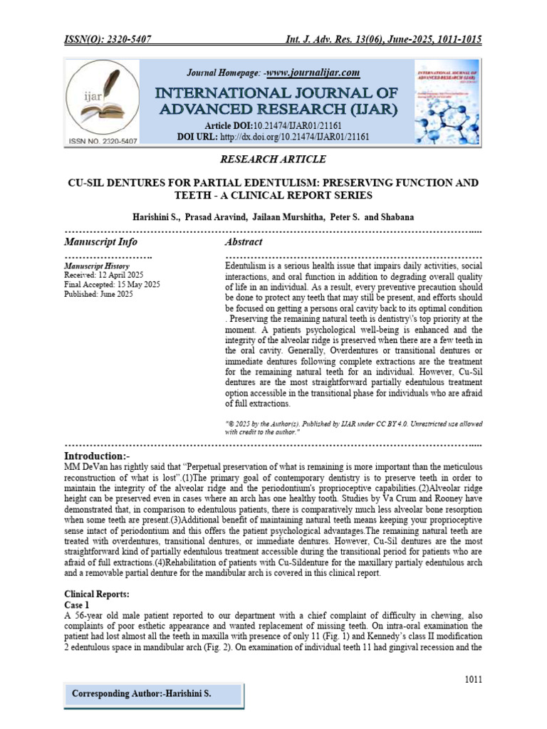 Cu-Sil Dentures For Partial Edentulism: Preserving Function and Teeth ...