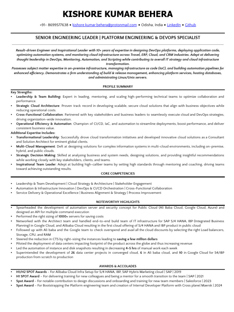Kishore Kumar Behera - Resume | PDF | Cloud Computing | Microsoft Azure