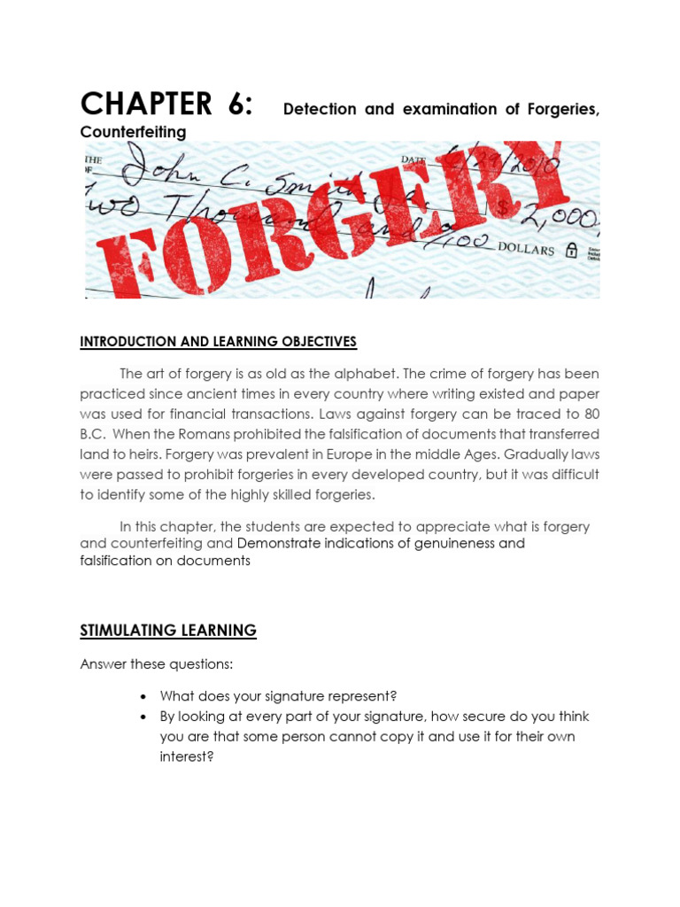 Chapter 6 Detection and Examination of Forgeries Counterfeiting | PDF ...