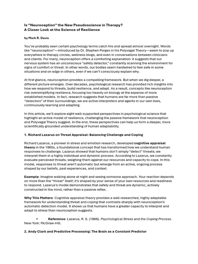 Neuroception - A Pseudoscience? Close Look at The Science of Resilience ...