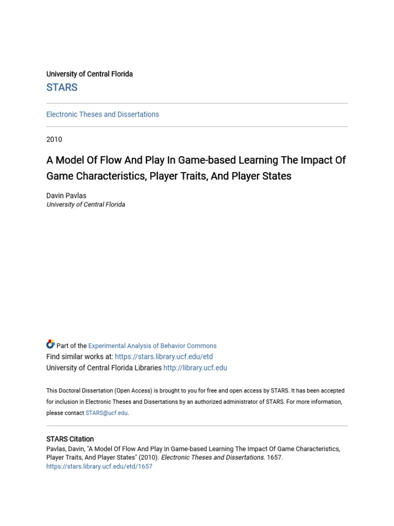 A Model of Flow and Play in Game-Based Learning The Impact of Gam | PDF ...