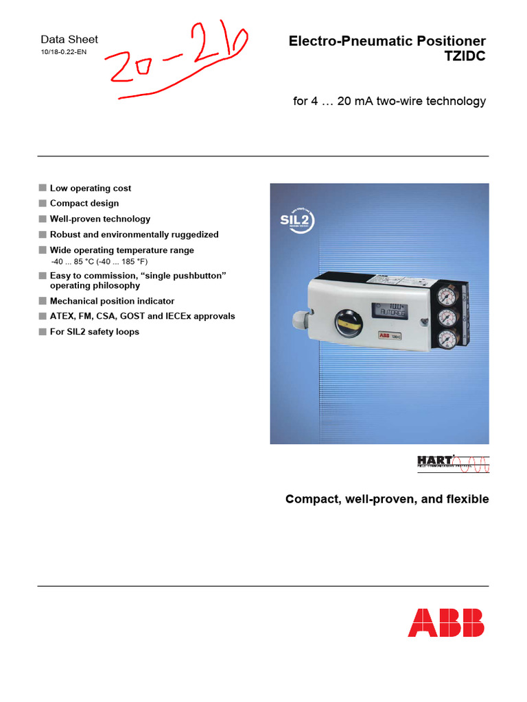 V18345 Datasheet Electro-Pneumatic Positioner | PDF | Actuator | Valve