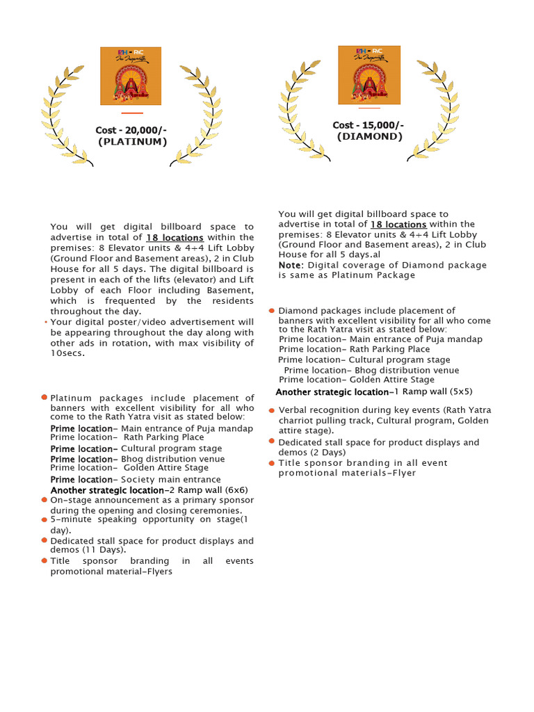 Emmanule Heights Rath Yatra Sponsorship Offerings | PDF | Hindu Worship