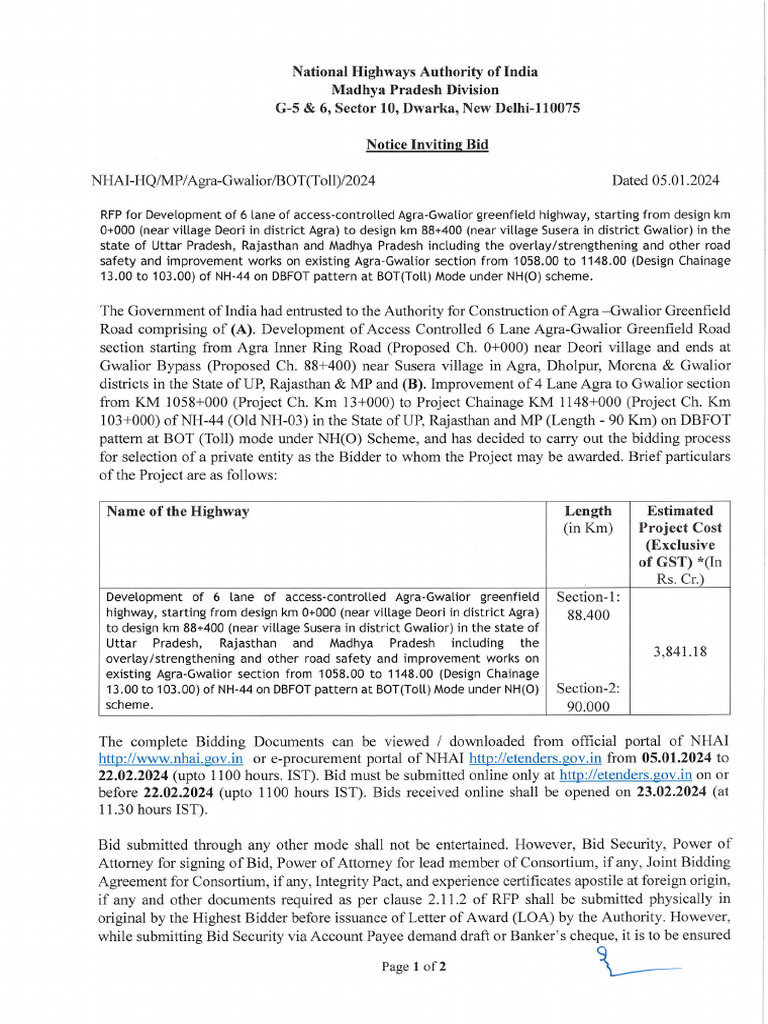 Tendernotice 1 | PDF