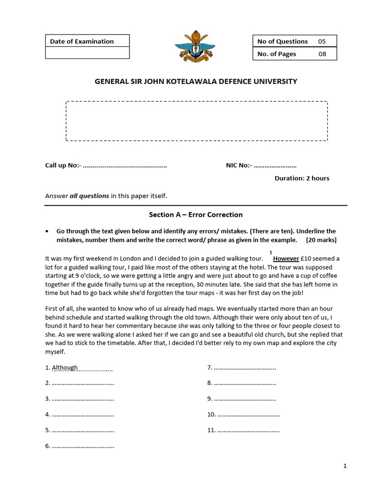 Model Paper English Test TESOL Intake 42 | PDF | Édouard Manet ...