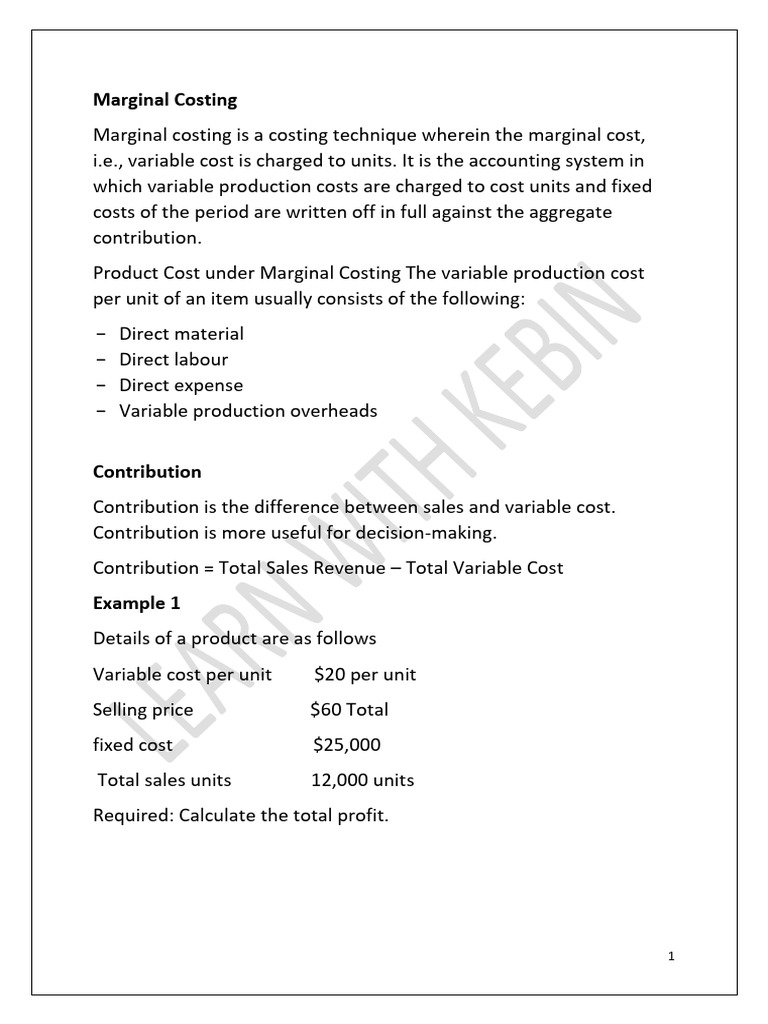 Marginal Costing & Absorption | PDF | Cost | Cost Of Goods Sold