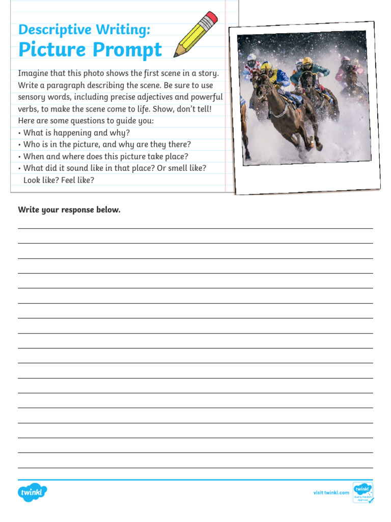 Descriptive Writing Picture Prompt Horse Race | PDF