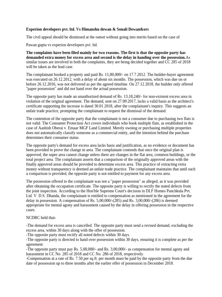 NCDRC Judgement Summary | PDF | Justice | Crime & Violence