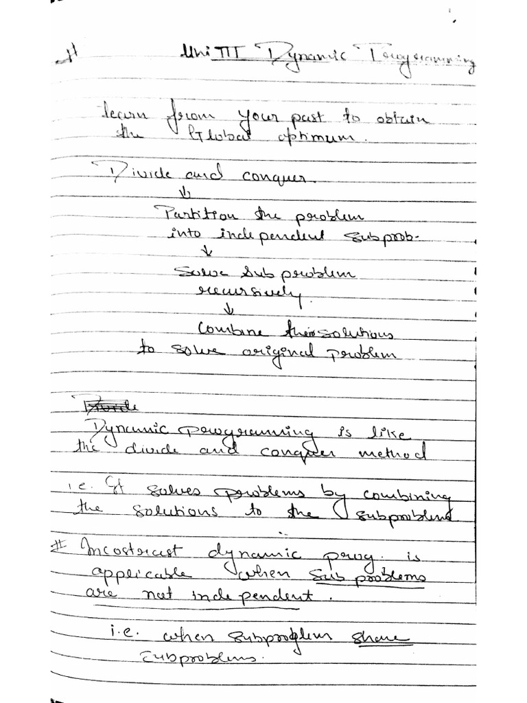 ADA Unit 3 Dynamic Programming | PDF