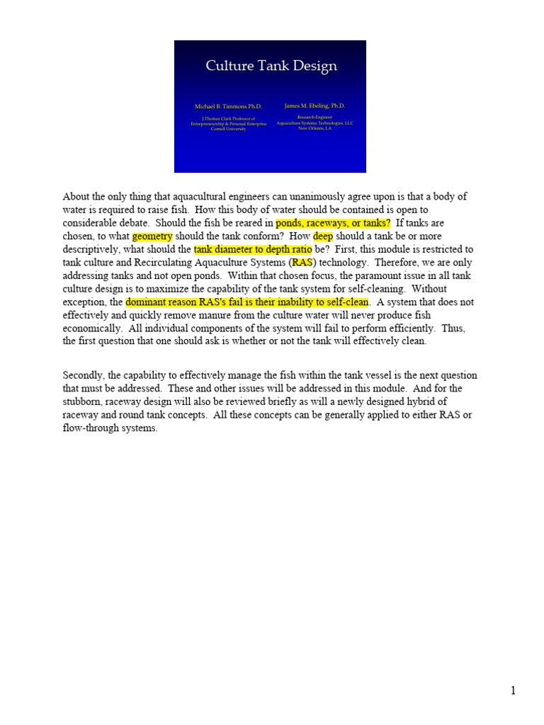 Aquaculture Tank Design Essentials | PDF | Water | Aquaculture