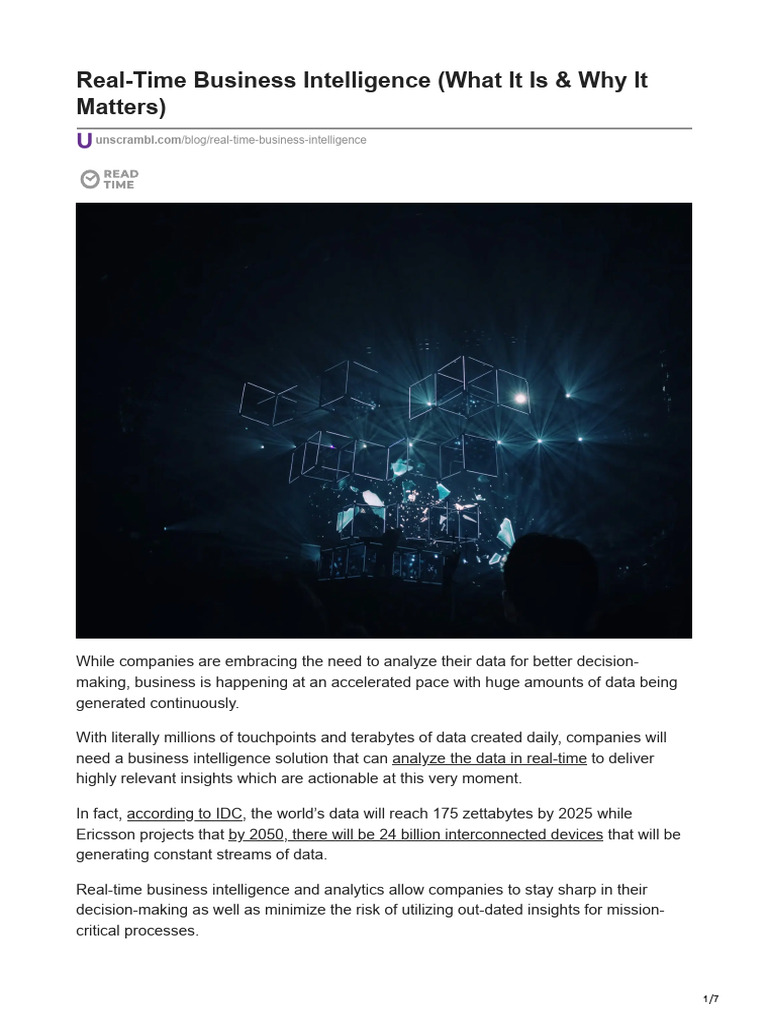 Real-Time Business Intelligence What It Is Amp Why It Matters | PDF ...