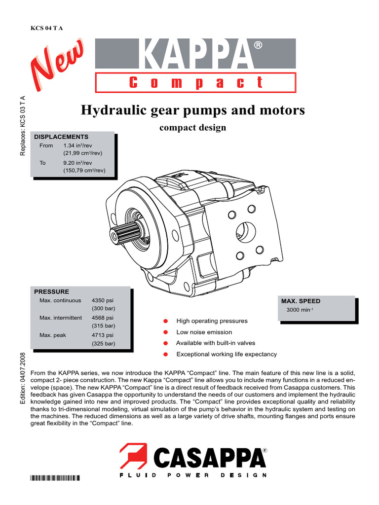 Kappa Compact Hydraulic Gear Pumps | PDF | Viscosity | Fluid Mechanics