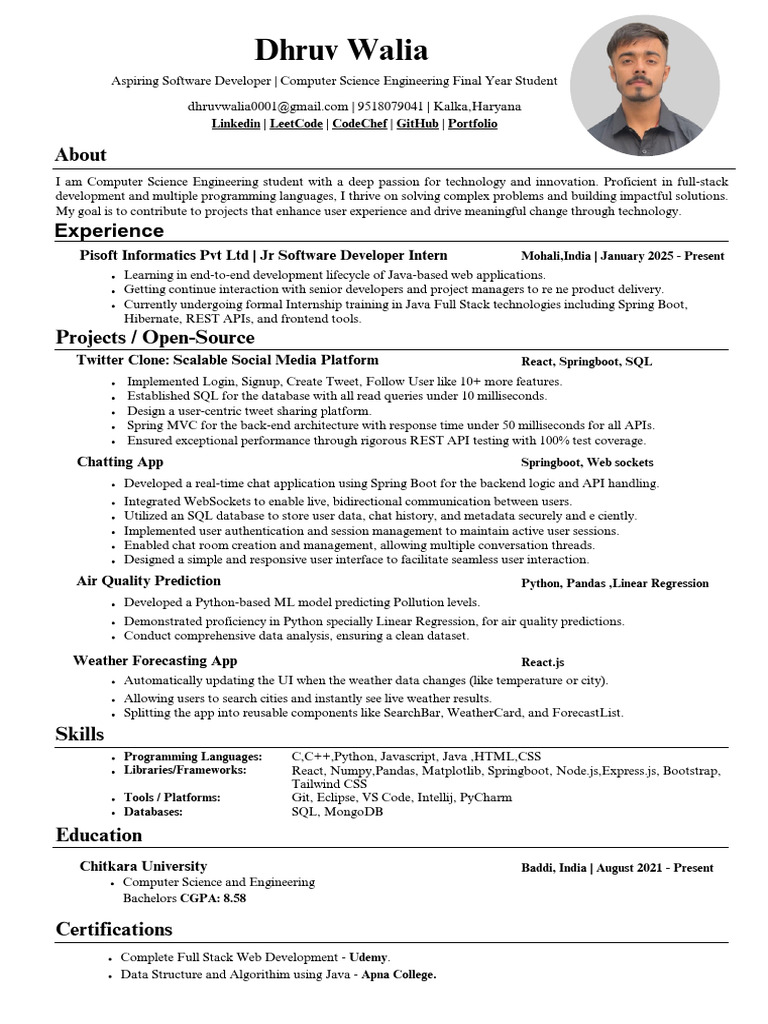 Dhruv Walia | PDF | Databases | Java (Programming Language)