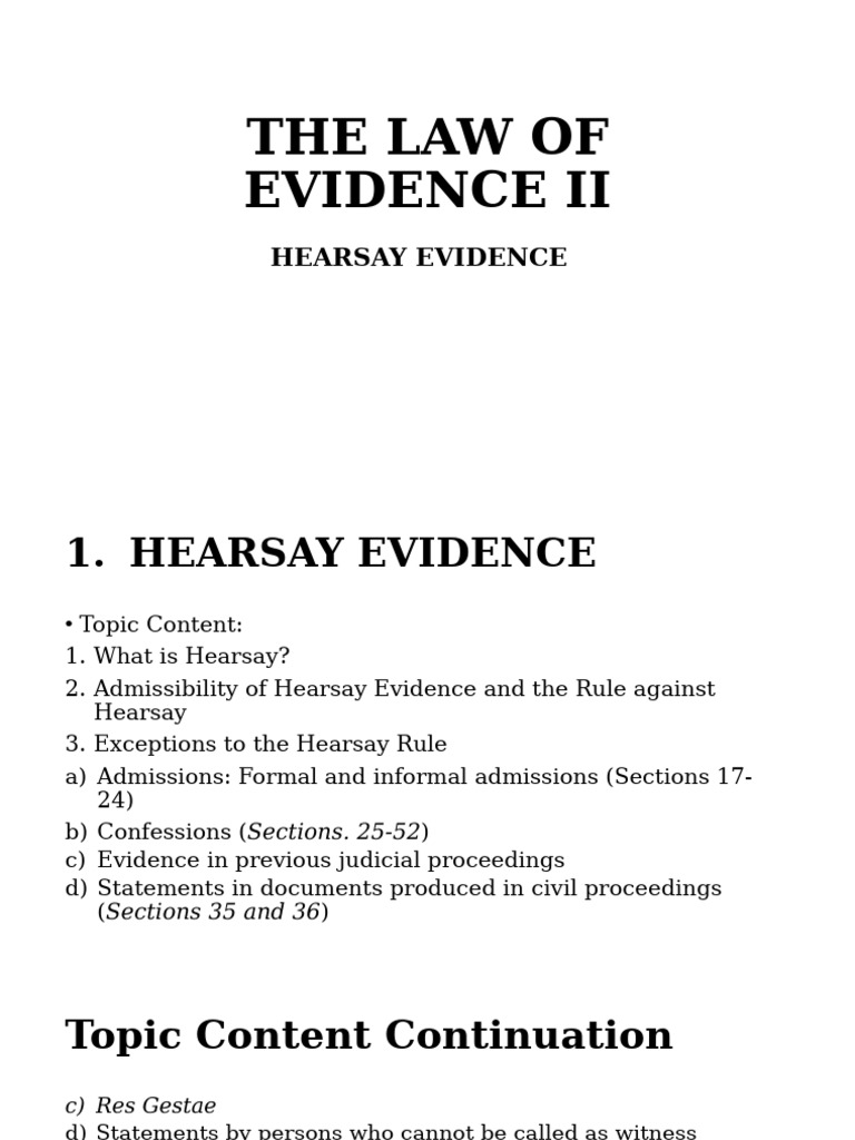 Hearsay Evidence-Topic 1 | PDF | Hearsay | Witness
