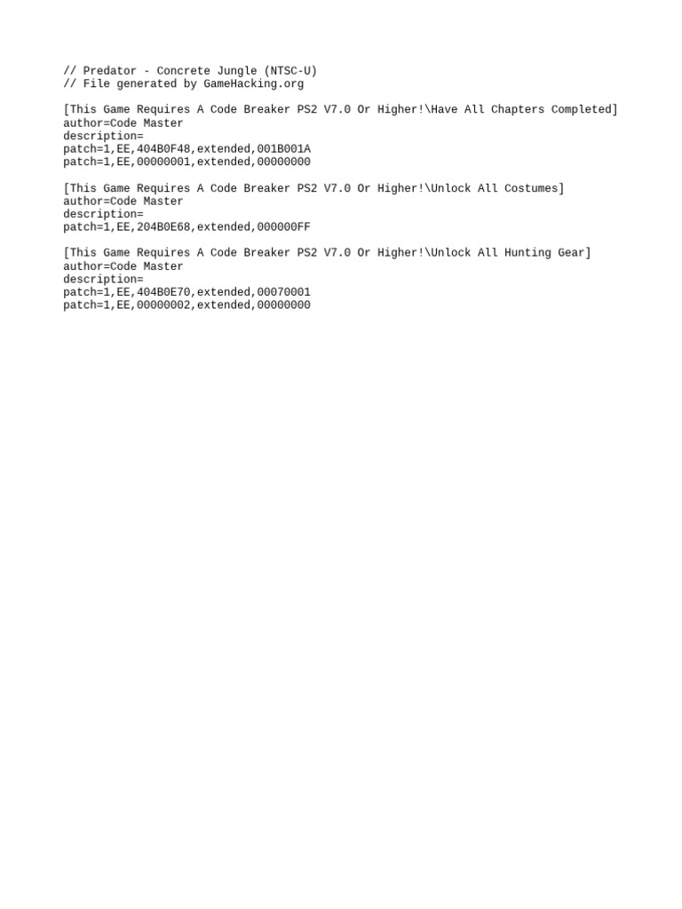 Predator: Concrete Jungle Cheats Guide | PDF
