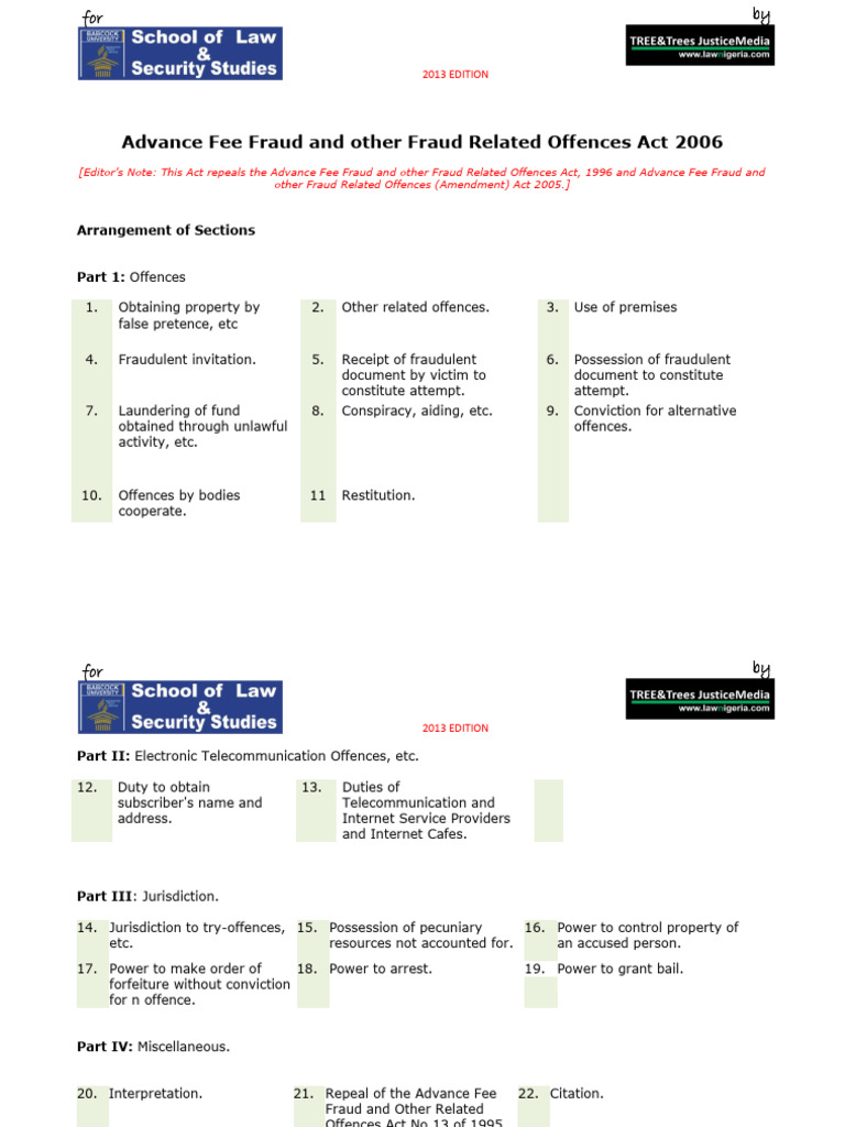 Advance Fee Fraud Act 2006 Overview | PDF | Fraud | Criminal Procedure ...