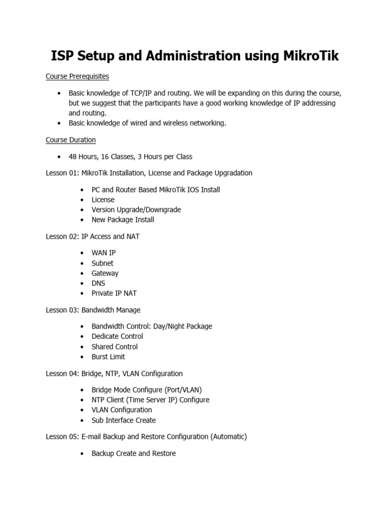 ISP Setup and Administration Using MikroTik | PDF | Ip Address | Firewall (Computing)