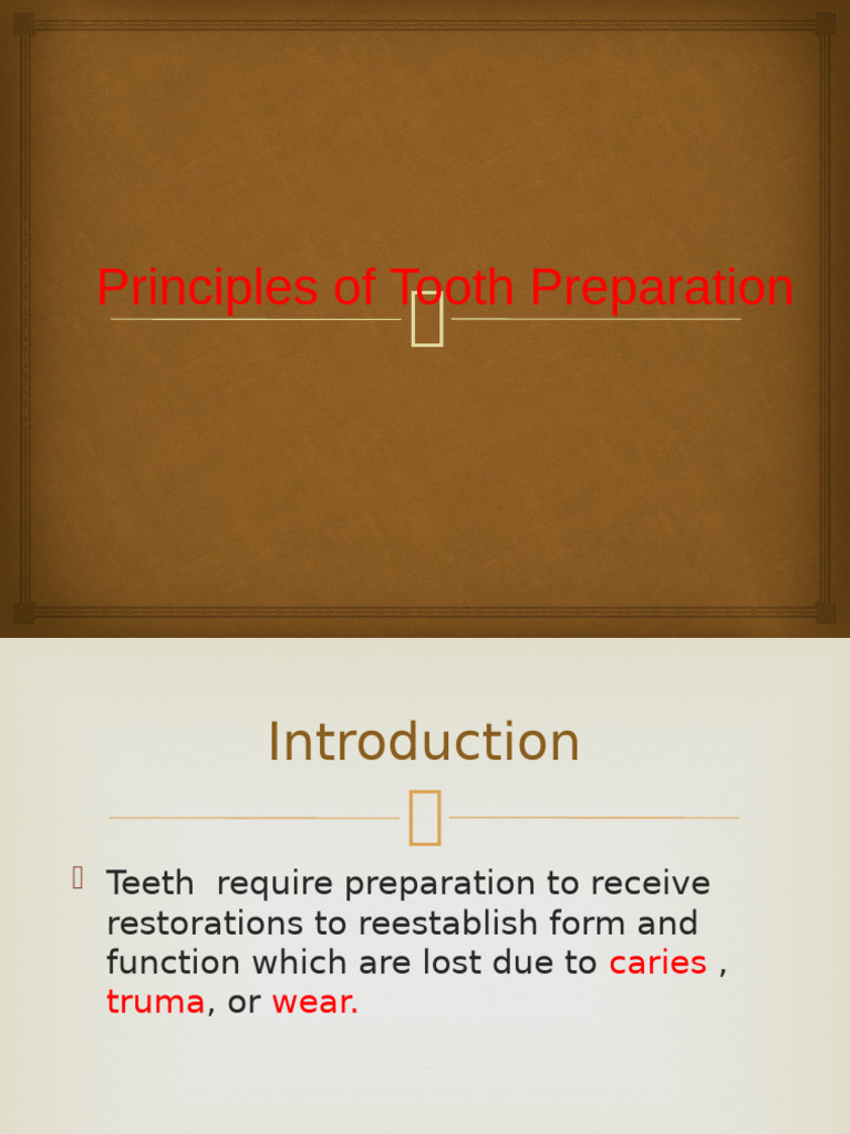 1-Principles of Tooth Preparation | PDF | Periodontology | Dentistry
