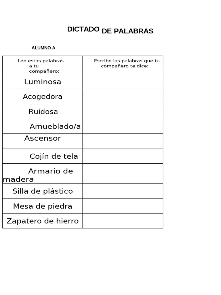 Dictado de Palabras para Estudiantes | PDF