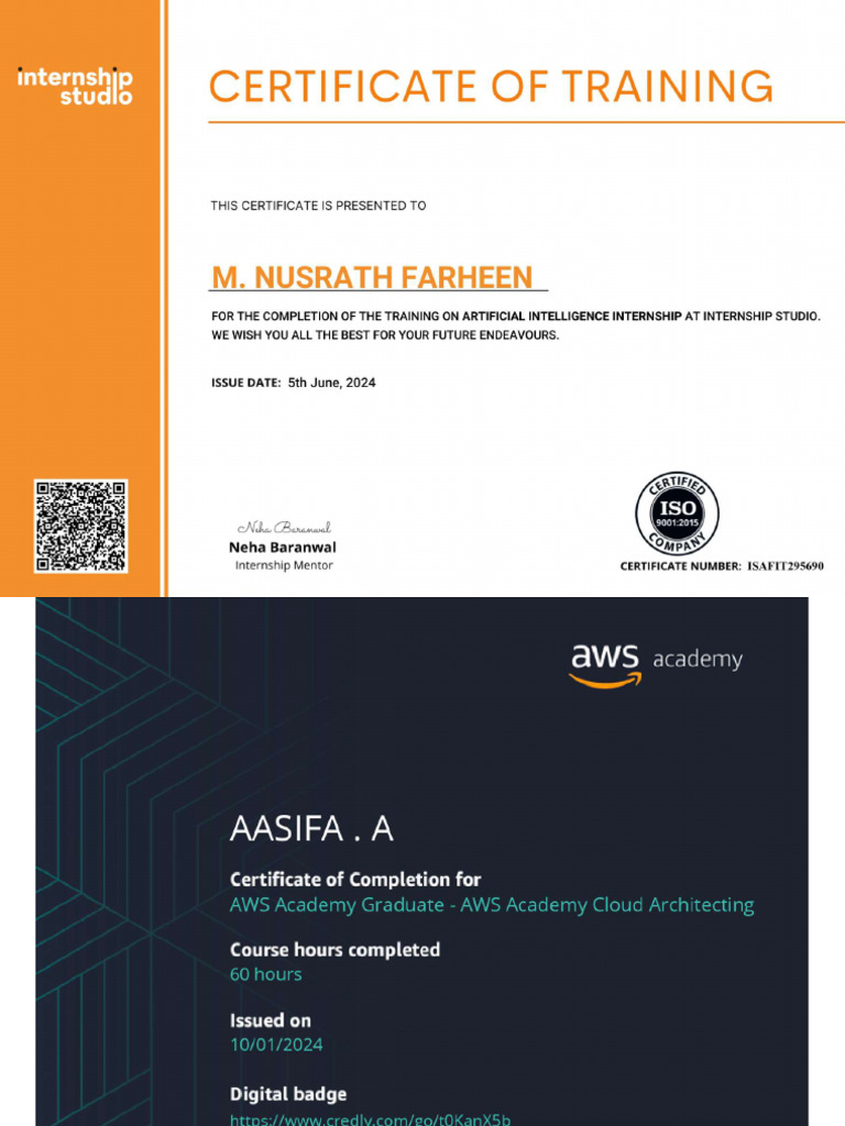 Artificial Intelligence and Data Science_certificates_2023-2024 | PDF