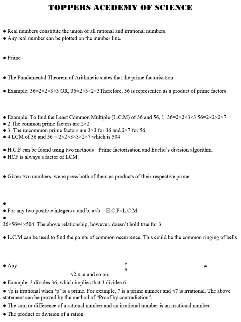 Summary 1 (Cbse) - 065924 | PDF | Factorization | Numbers