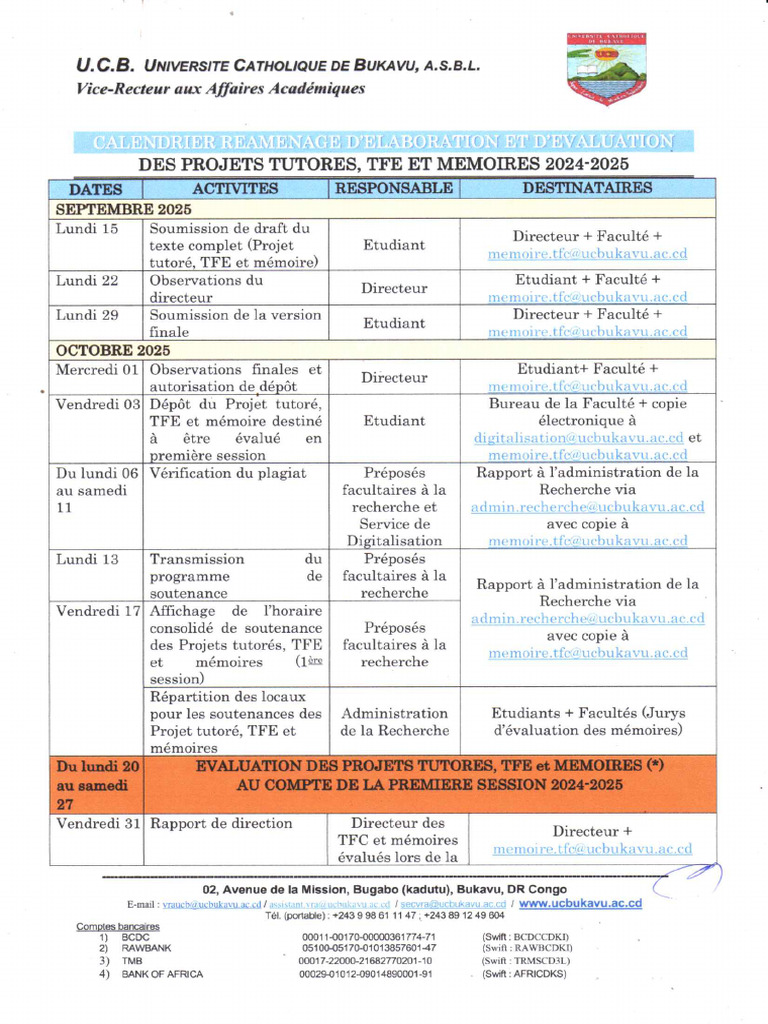 Calendrier Rã©amenager D'ã©laboration Et Ã©valuation Des PT, TFE | PDF