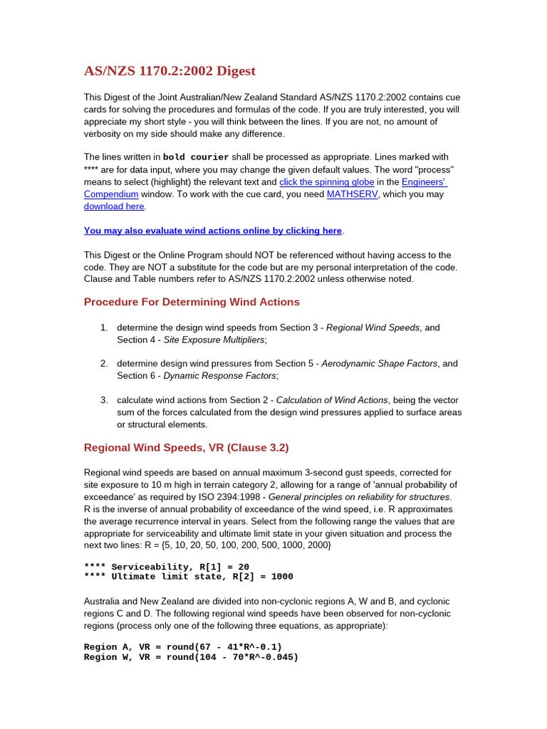 AS/NZS 1170.2:2002 Wind Action Guide | PDF | Wound | Wind Speed