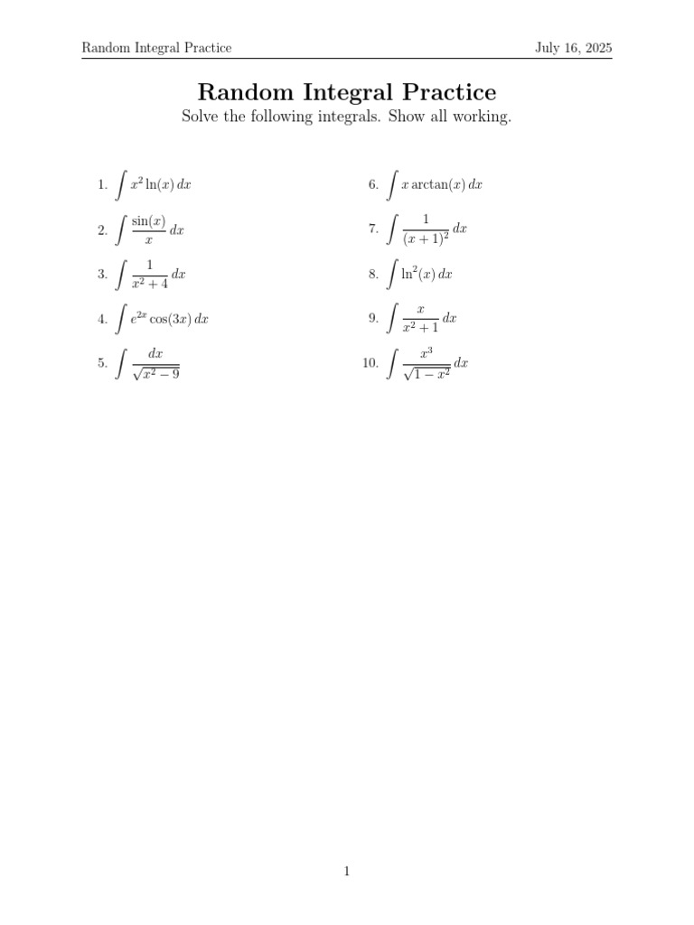 Important Integrals | PDF