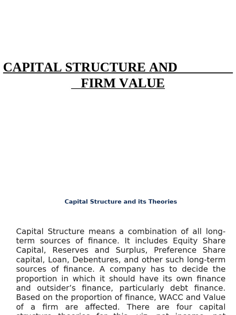 Capital Structure Theories and Firm Value | PDF | Capital Structure ...