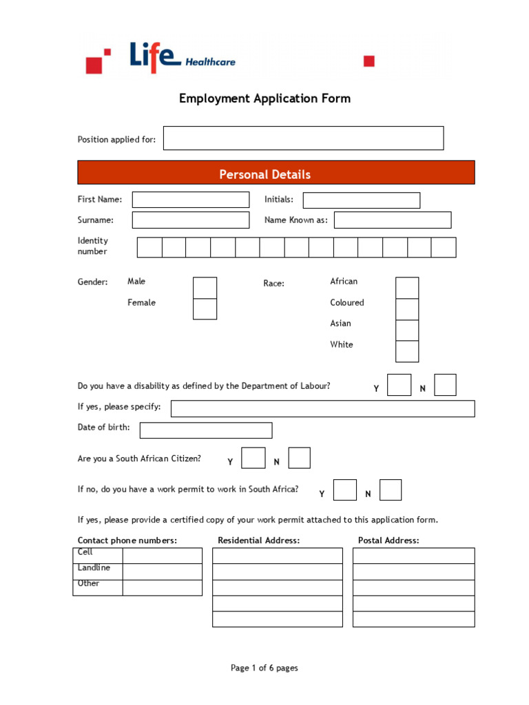 Employment Application Form | PDF | Business