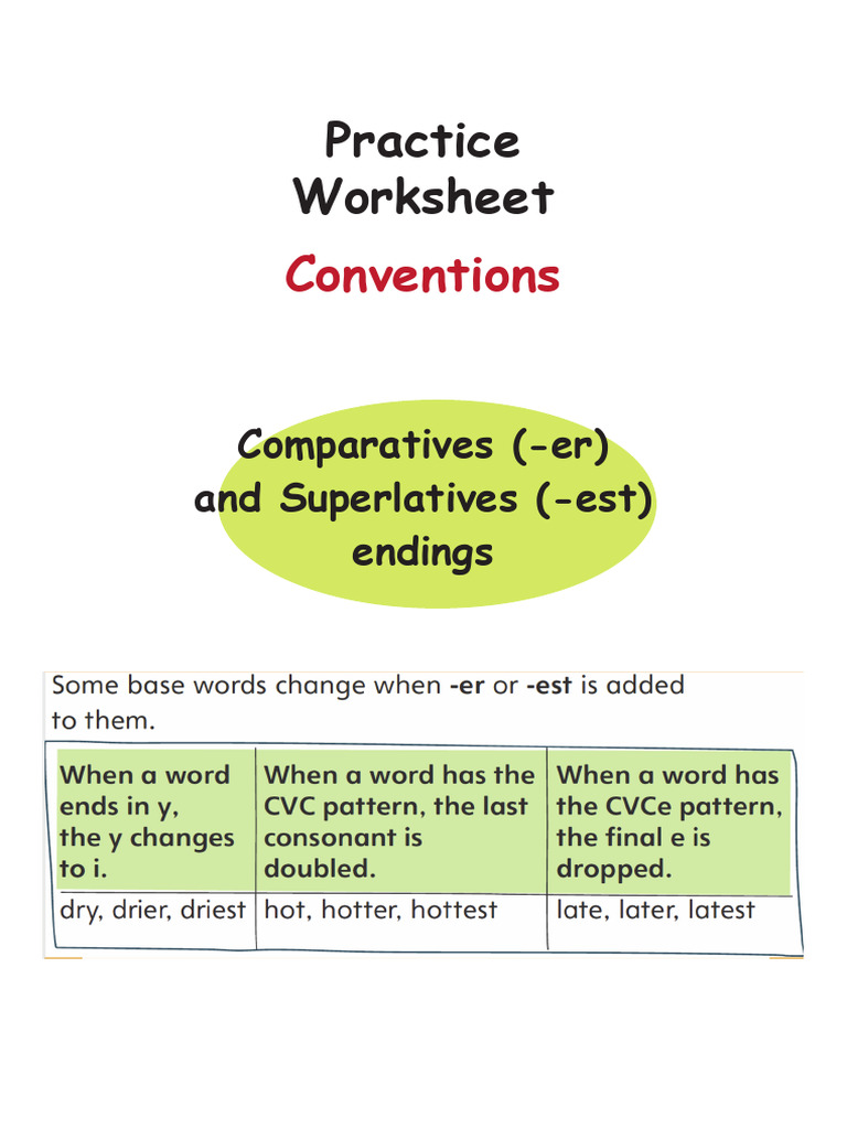 Conventions Revision Worksheets English Test 3 | PDF