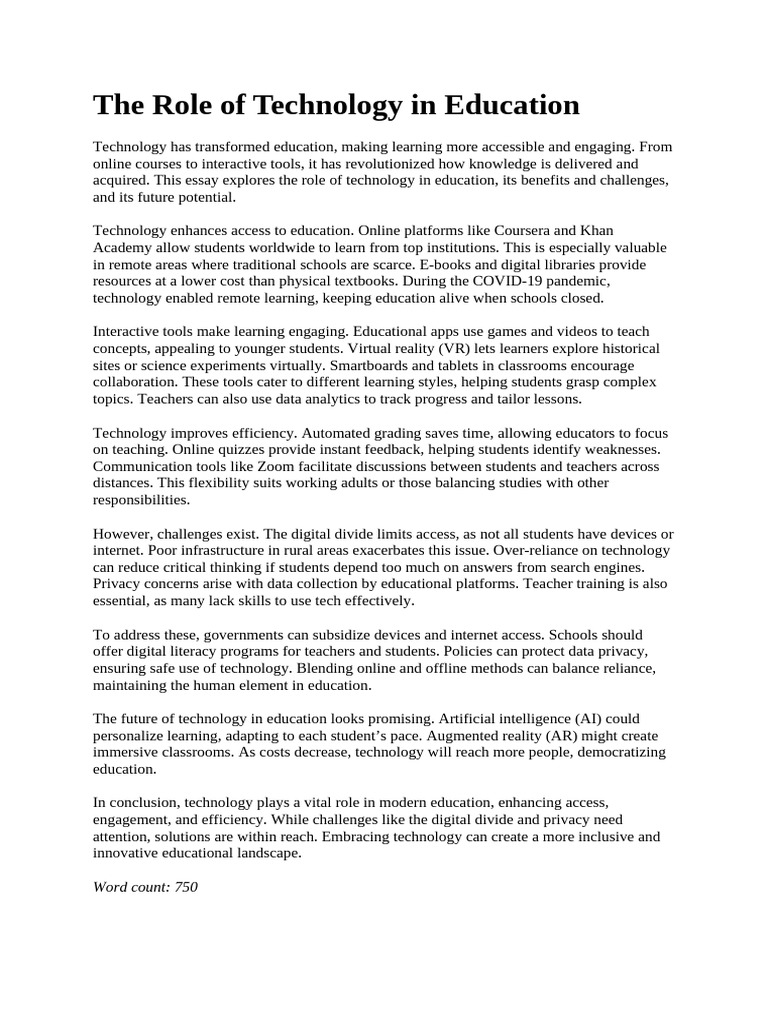 The Role of Technology in Education | PDF | Cognition | Human Communication