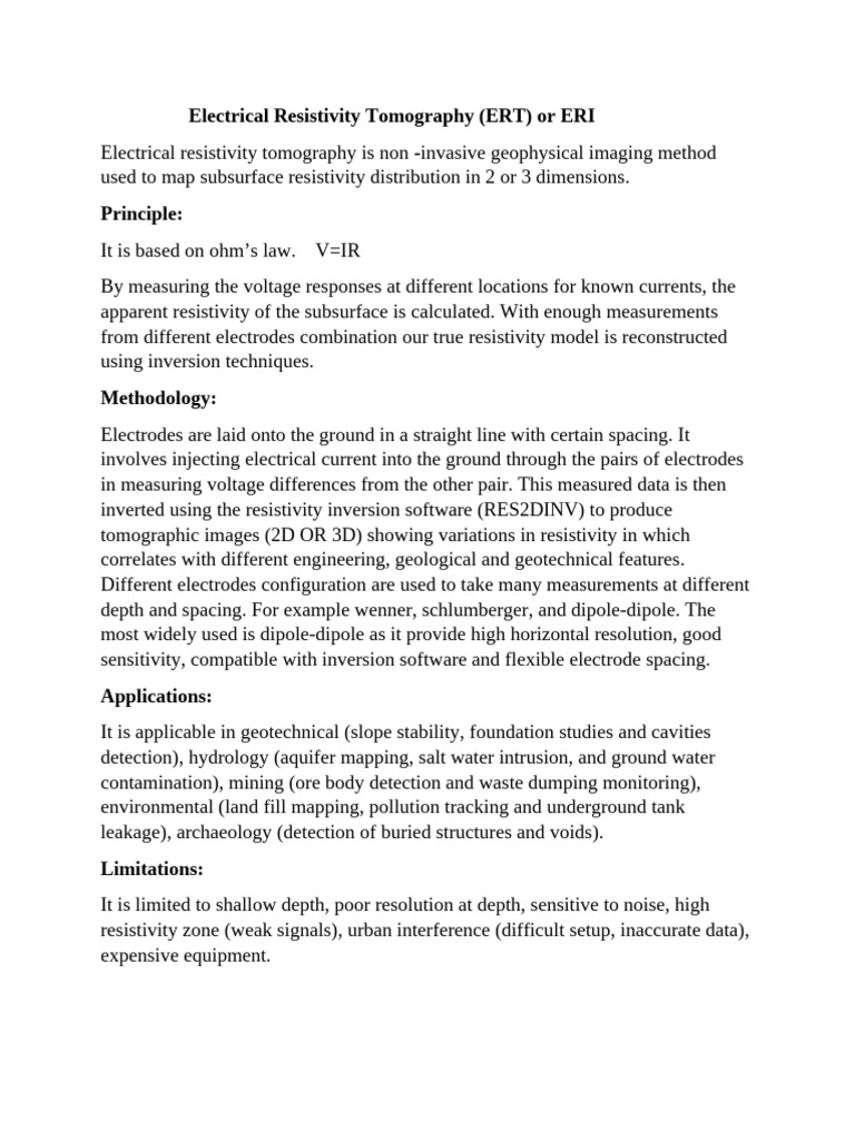 Electrical Resistivity Tomography Overview | PDF