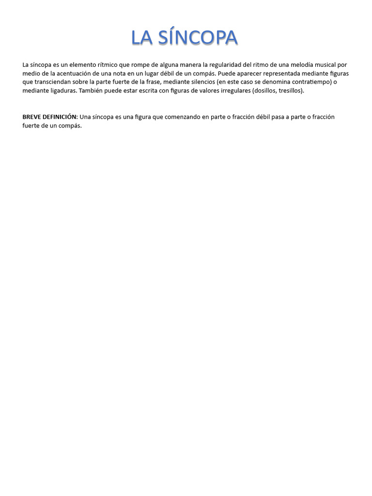 Definición de Síncopa | PDF