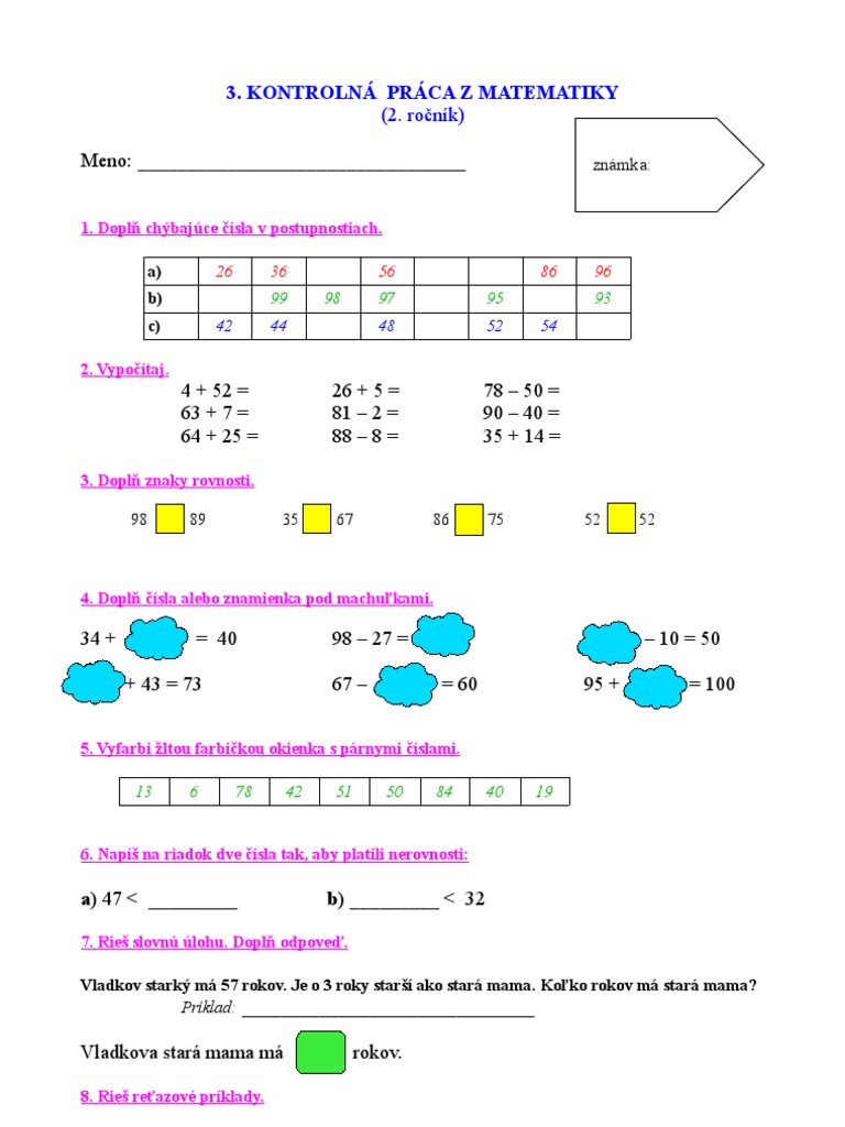 Písomná Práca Z Matematiky - 2. Ročník | PDF