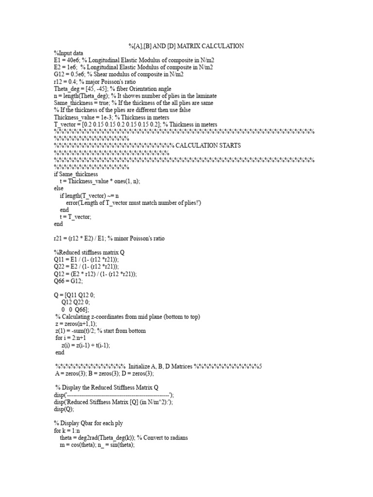 Composite Material Matrix Calculation | PDF | Young's Modulus | Solid ...