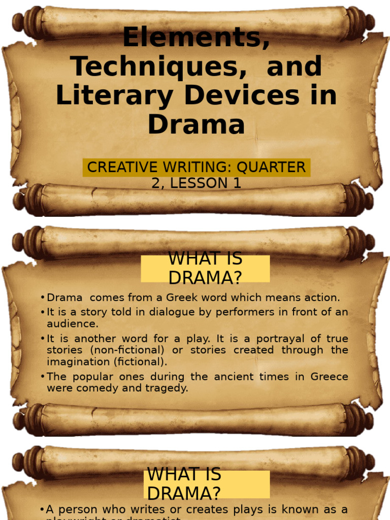 Elements, Techniques in Drama - 1 | PDF | Tragedy | Play (Theatre)