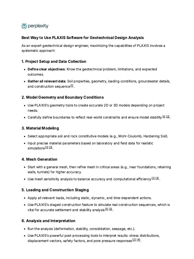 Best Way To Use PLAXIS Software For Geotechnical D | PDF | Geotechnical Engineering | Simulation