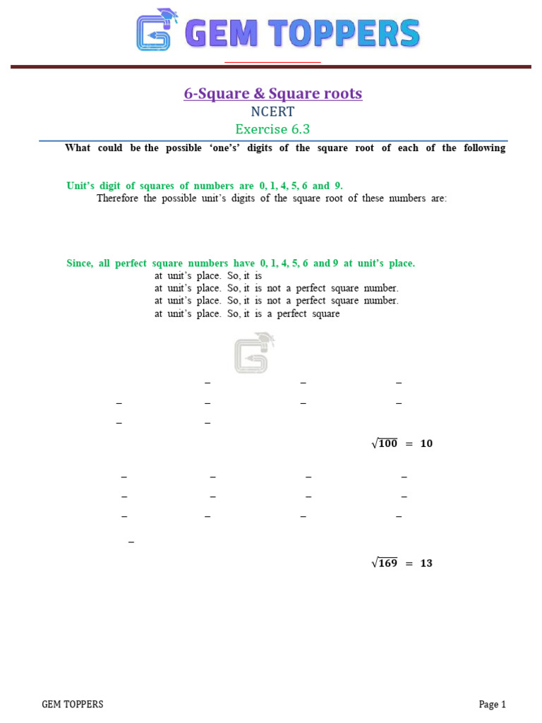 Class 8 Maths: Square Roots & Factors | PDF | Discrete Mathematics ...