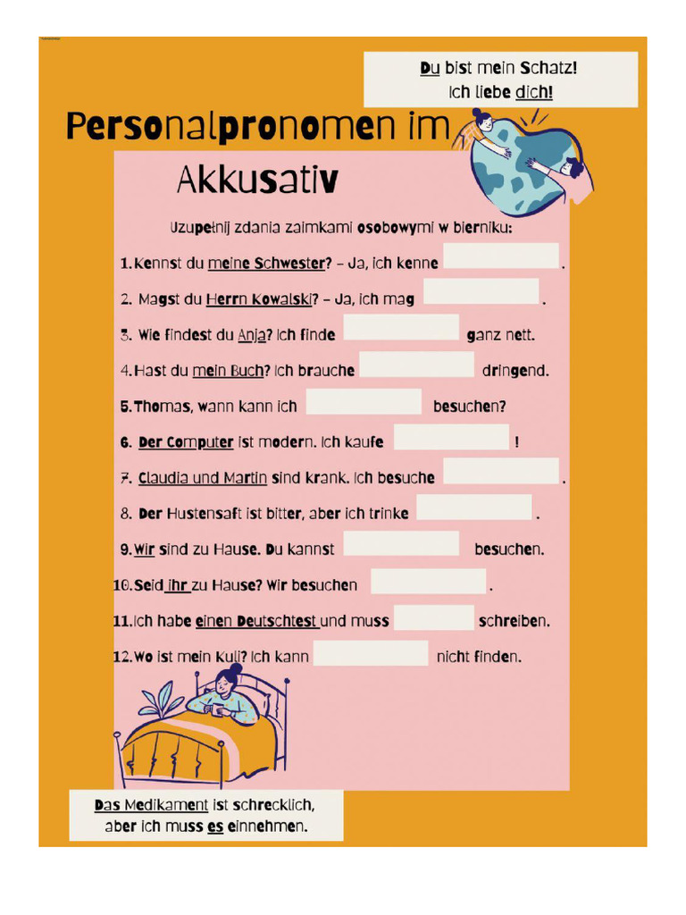 Akkusativ Pronomen Exercise | PDF