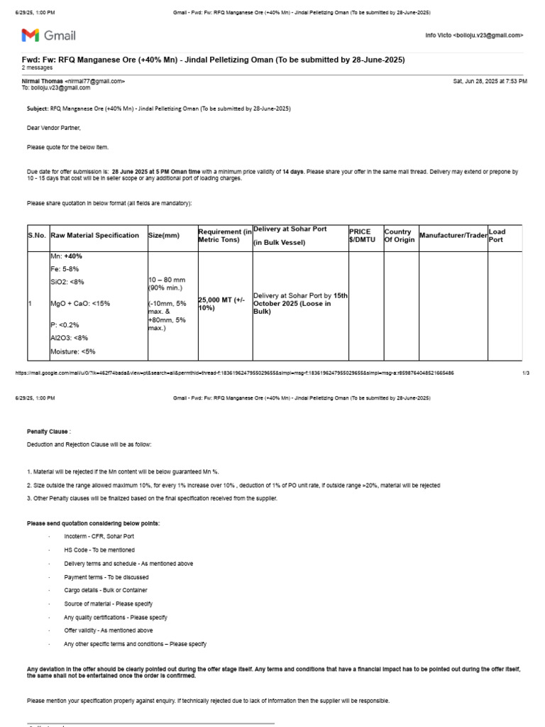 Gmail - FWD - FW - RFQ Manganese Ore (+40% MN) - Jindal Pelletizing ...