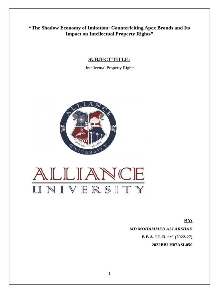 The Shadow Economy of Imitation Counterfeiting Apex Brands and Its Impact On Intellectual ...