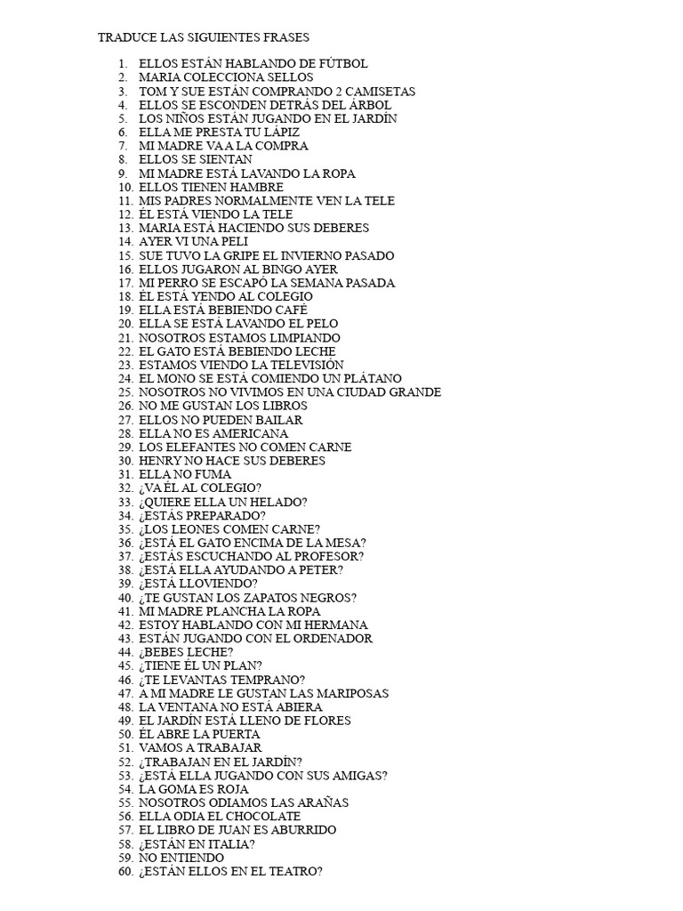 Traducir Frases Presente Simple | PDF