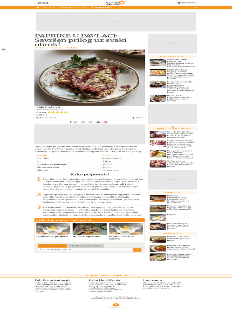 PAPRIKE U PAVLACI - Savršen Prilog Uz Svaki Obrok! - SuperRecepti - Rs | PDF